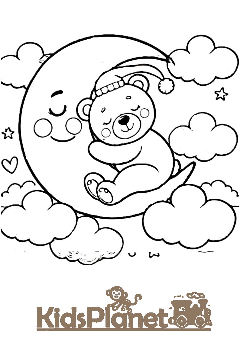 Omaľovánky Medvedík na rebríku – nočné dobrodružstvá | Kreatívna zábava ...